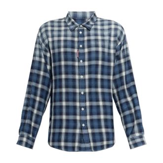 Dsquared2 Klassisches Karomuster Hemd mit &uuml;berschnittener Schulter - - Shirts - Herren - Blau - L