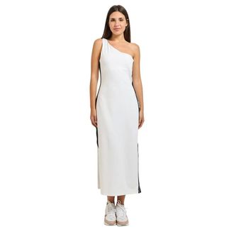 Emporio Armani Femme, Robes, Blanc, Taille: 42 FR Robe Longue Asym&eacute;trique avec Bande Logo Lat&eacute;rale