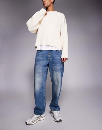 Aape By A Bathing Ape Aape By A Bathing Ape - Jean ample - Bleu vintage d&eacute;lav&eacute;