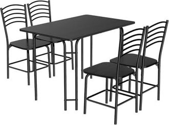 Giantex Ensemble table et chaises de salle &agrave; manger avec chaises, table &agrave; manger avec 4 chaises, table en bois, 4 chaises de salle &agrave; manger, pieds en m&eacute;tal, p