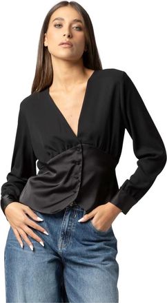 Kocca Femme, Blouses et Chemises, Noir, Taille: 44 FR Blouse Chic &agrave; Manches Longues et Col en V