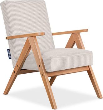 Konsimo Konsimo - naset Vintage Sessel gepolstert Echt-Holz-Rahmen, Creme