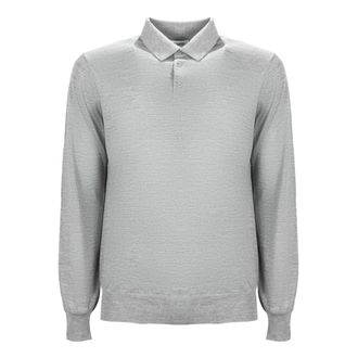 KANGRA Langarm Woll-Polo - - Tops - Herren - Grau - 3XL
