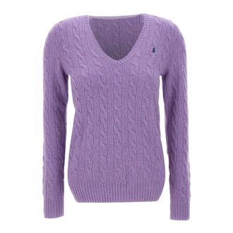 Polo Ralph Lauren Femme, Pulls, Violet, Taille: 36 FR Pull en laine et cachemire &agrave; col en V torsad&eacute;