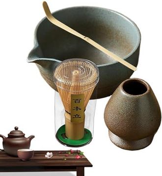 Generico Matcha Set - Ensemble de Matcha Japonais, Ensemble De Production De Matcha C&eacute;r&eacute;monial | Bol &Agrave; Matcha Avec Beau, Whip Matcha, Cuill&egrave;re Et Support De Fo