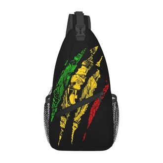 Generic Drapeau De La Jama&iuml;que Au Lion Reggae Sac &Agrave; Bandouli&egrave;re Pratique Pochette Epaule Antivol Sac Banane Pour Randonn&eacute;e Camping Cyclisme