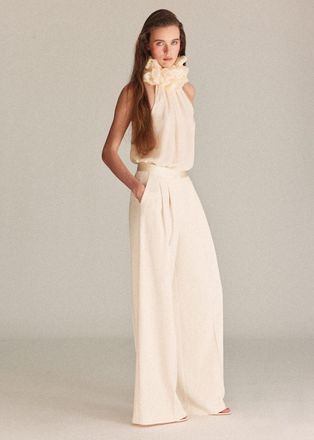 Mango Blouse col halter &agrave; fleurs &eacute;cru - Femme - XS - MANGO