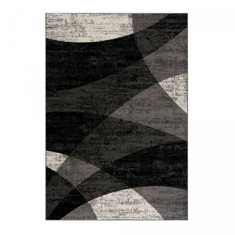 Jadorel Tapis salon et chambre 140x200 noir rectangle tiss&eacute; motif g&eacute;om&eacute;trique faldo