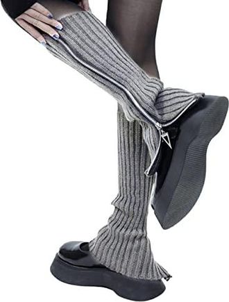 Generic Jambi&egrave;res au-dessus du genou pour femme - Jambi&egrave;res grande taille - Fermeture &eacute;clair lat&eacute;rale - Couleur unie - Couvre-pied pour &eacute;tudiant - Chaussettes