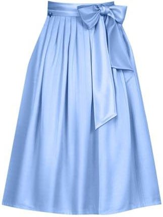 Generic Oktoberfest 2025 - Jupe patineuse mi-longue &eacute;vas&eacute;e taille haute avec poches et bretelles porte-jarretelles pour femme, bleu ciel, L