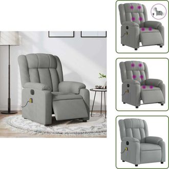 vidaXL Massagesessel Elektrisch Hellgrau Stoff - Massage Stuhl - Elektrischer Massagesessel - Entspannungsstuhl - Fernsehsessel - Relaxsessel
