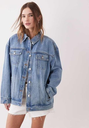 Miss Selfridge Veste oversize en jean - Bleu d&eacute;lav&eacute;