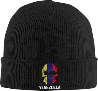 Generic Crâne Drapeau Vénézuélien Femme Homme Skull Cap Coupe-Vent Bonnets Tricoté Souple Bonnet De Pêcheur pour Sport Randonnée Jogging