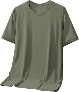 Generic T Shirt Sport Homme Ete- T-Shirts à Manches Courtes Col Rond Soie Glacée en Maille Respirante Couleur Unie Confortable Décontracté Passe-Partout Haut 