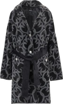 Pinko Pinko, Femme, Manteaux, Gris, Taille: 38 FR Manteau Jacquard Effet Velours avec Ceinture
