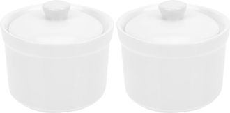 FOMIYES 2 Kleine Keramik Suppensch&uuml;sseln mit Deckel 3,5 Zoll Hitzebest&auml;ndig Vielseitig f&uuml;r Suppe Eier und Dessert K&uuml;chengeschirr f&uuml;r Backofen und Dampfgarer