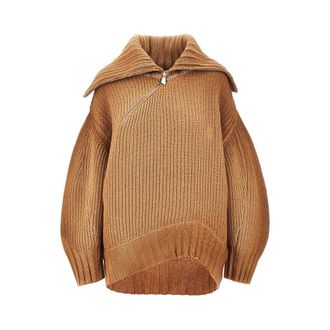 The Attico Wool and cashmere sweater with slanted zip Woman 40
