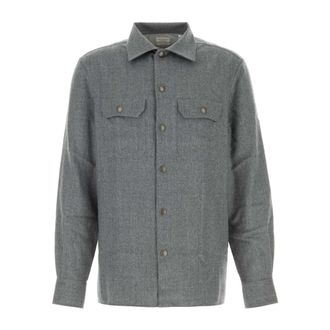 Brunello Cucinelli Woll Flanell Overshirt - - Shirts - Herren - Grau - S