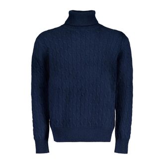 Autore Strick-Rollkragenpullover mit Zopfmuster - - Knitwear - Herren - Blau - M