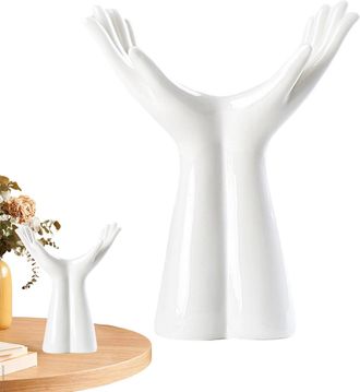 Generic Handkeramikvase - Blumenvase Mit Menschlicher Hand, Geometrische Keramikblumenvase | CHandf&ouml;rmige Keramik-Boho-Vase, Dekorative Gro&szlig;e Menschliche Hand