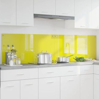 vidaXL K&uuml;chenr&uuml;ckwand 2 pcs Gelb 100 x 50 cm Geh&auml;rtetes Glas vidaXL