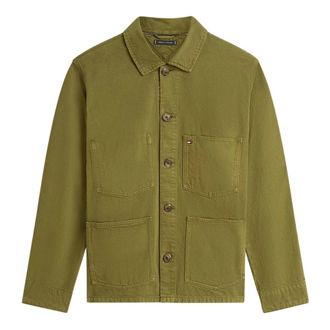 Tommy Hilfiger Homme, Vestes, Vert, Taille: XL Veste de travail en denim avec broderie drapeau d&eacute;lav&eacute;