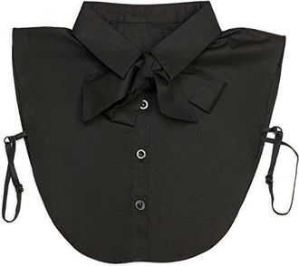 styleBREAKER Col Amovible avec Patte de Boutonnage et noeud, col d&eacute;cor&eacute; pour Blouses et Pulls, Femmes 08020003, Couleur:Noir
