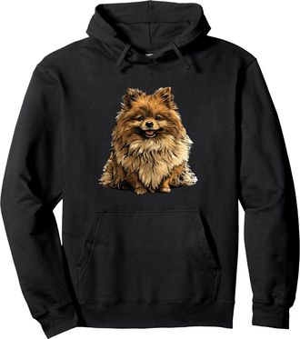 Whyitsme Design Illustration eines orangefarbenen pommerschen Hundes Pullover Hoodie