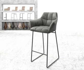 DELIFE Barstuhl Yulo-Flex Vintage Grau Kufengestell Metall, Barstühle