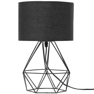Beliani Lampe de Table &agrave; Poser Design Tendance avec Pied Type Cage en M&eacute;tal et Abat-jour Cylindrique Noires E27 Max 40W pour Salon Industriel Urbain Beliani