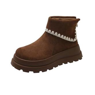Generic Bottines pour femme - Coupe large - Style d&eacute;contract&eacute; - &Eacute;l&eacute;gantes - Bout rond - Semelle &eacute;paisse - Fermeture &eacute;clair dans le dos - Confortables et chaud