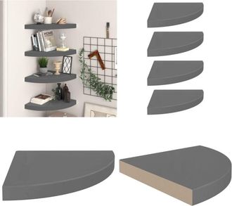 vidaXL Vidaxl - tagères dangle flottantes 4 pcs gris brillant 35x35x3,8cm mdf - Etagere Murale - Étagères Murales - Étagères Dangle - Rangement Mural