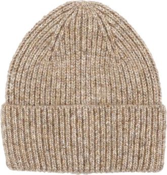 Capo Strickm&uuml;tze CAPO, Damen, beige, Strick, Materialmix, meliert, M&uuml;tzen Strickm&uuml;tze, Melange-Optik, Rippenstrick, breiter Umschlag