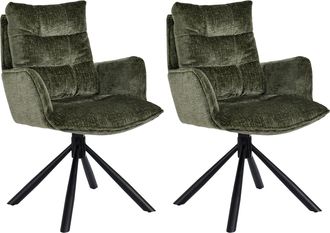 Duhome 2er Set Esszimmerstuhl mit Armlehnen Schminktischstuhl aus Chenille 360&deg; Drehbar Automatische R&uuml;ckstellfunktion Sessel f&uuml;r Schlafzimmer Wohnzimmer B&uuml;r