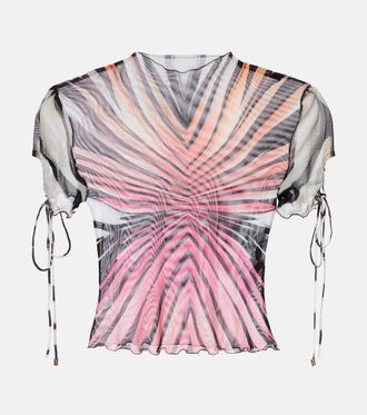 Roberto Cavalli Bedrucktes Top aus Mesh