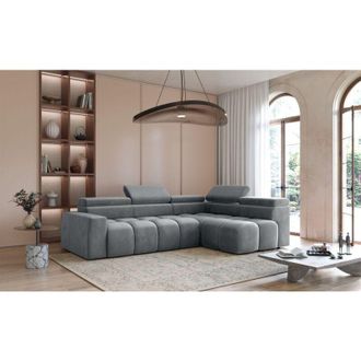 Fun M&ouml;bel Ecksofa Designersofa DARCY in Stoff Salvador Grau Ottomane Rechts