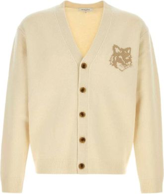 Maison Kitsun&eacute; Homme, Pulls, Beige, Taille: S Cardigan Col V