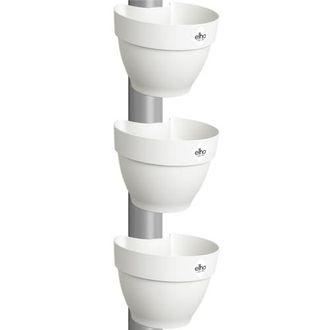 ELHO Vibia Campana Pot Gouttière 40 - Pots de Fleurs pour Extérieur - Plastique 100% Recyclé - Lot de 3 - Ø 21.6 x H 16.3 cm - Blanc/Blanc Soie