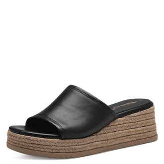 Tamaris Damen Plateau Mules Leder Sommer; BLACK/schwarz; 41 EU