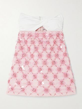 Des_Phemmes Tr&auml;gerloses Minikleid Aus Jersey Und Verziertem Duchesse-satin Mit Twist-detail - Pink