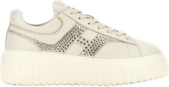 Hogan Low-Top Sneaker - H-Stripes H Strass Sneakers With Crystal Embellish - Gr. 37 (EU) - in Beige - f&uuml;r Damen