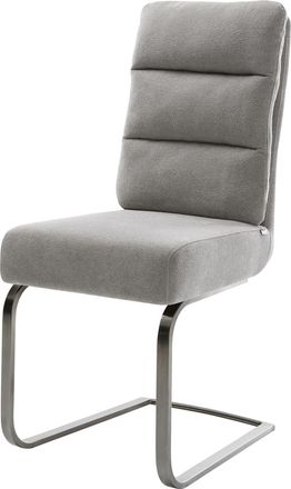 DELIFE Schwingstuhl Pela-Flex Freischwinger flach Graphit Strukturstoff Soft Grau Taschenfederkern