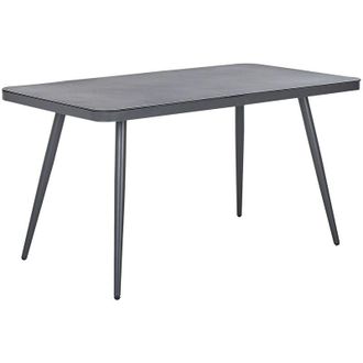 Beliani Beliani - Table de jardin rectangulaire 140 x 80 cm - Plateau en verre effet pierre - Structure en aluminium - 4 places - Design moderne pour terrasse