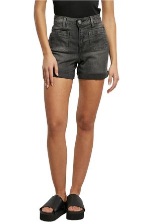 Urban Classics Damen Shorts Ladies Vintage Denim Shorts Black Washed 34