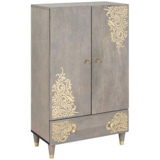 vidaXL Haut Armoire avec &eacute;tag&egrave;re Gris et or 60 x 33,5 x 100 cm vidaXL