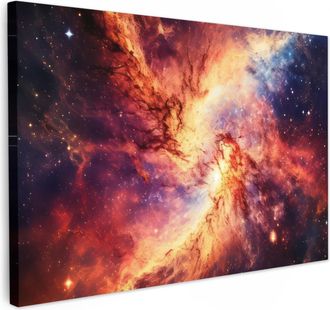 MuchoWow © Leinwandbilder Groß 120x80 cm XXL Wall Art Decoration Bilder für die Wand Schlafzimmer Deko Canvas Painting Wanddekoration Wohnzimmer Neon - Sternen