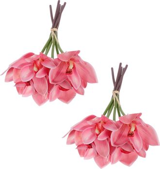 Cabilock 12stücke Kleine Kunstorchidee Mit Künstlichen Orchideenblüten Und Stiele Von Plastikorchideen Künstliche Cymbidium-orchideen-Blumen Künstliche Orchide