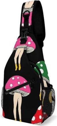 Generic Sacoche Tactique Champignons vari&eacute;s, champignons uniques pour femmes Polyester Sacs Poitrine Durable Cross Body pour Homme Femme Randonn&eacute;e