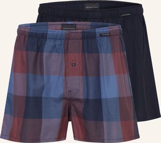 Schiesser 2er-Pack Web-Boxershorts blau