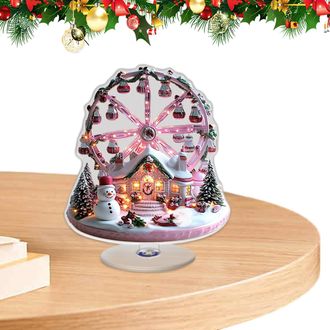 Generico Festliche Weihnachtsdekoration f&uuml;r den Schreibtisch - 2D-Acryldekoration | Weihnachtstisch mit Winterschnee, drehbarer Sockel, dekorative Tischausstel